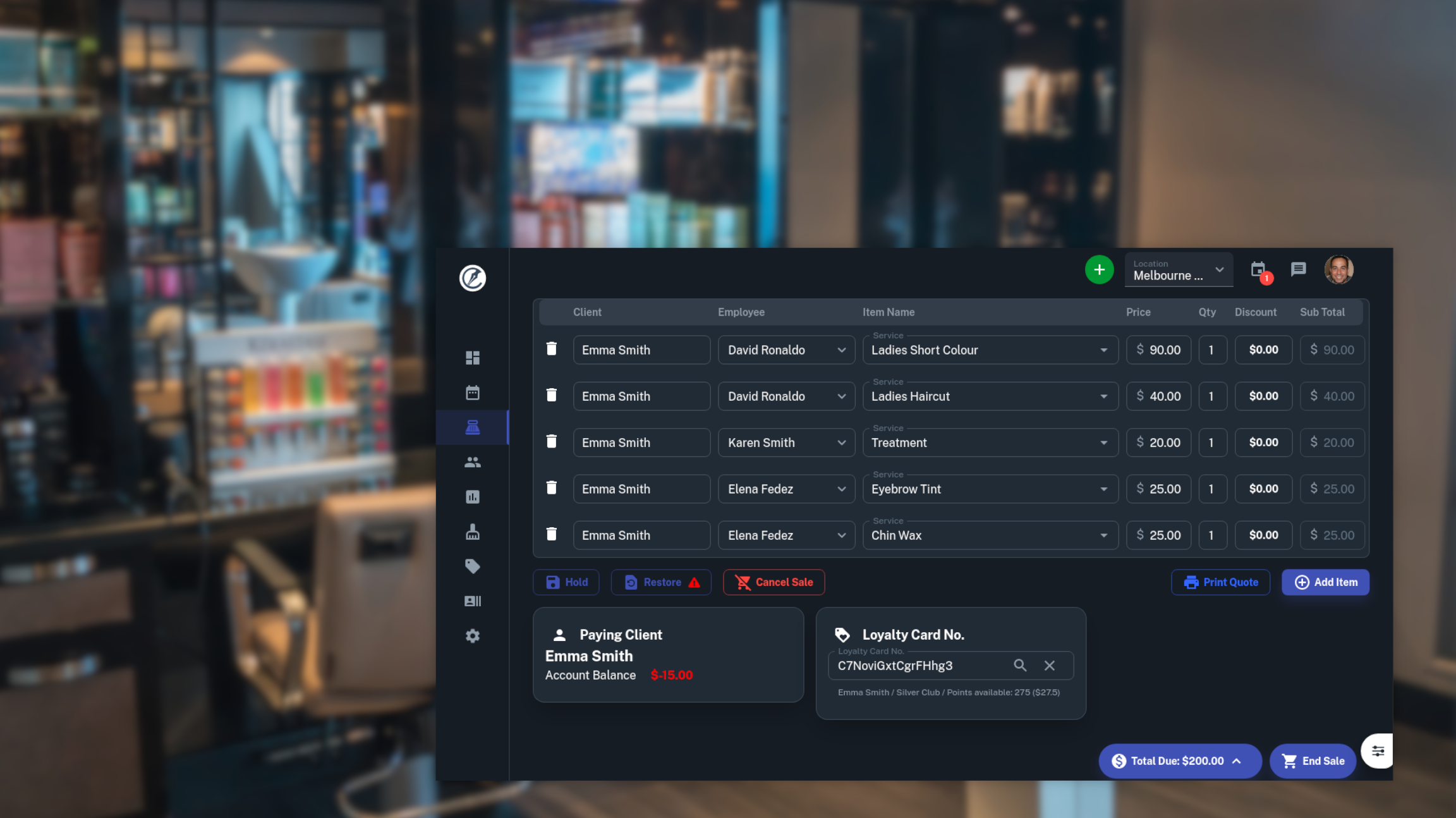 Point of Sale – Client Diary
