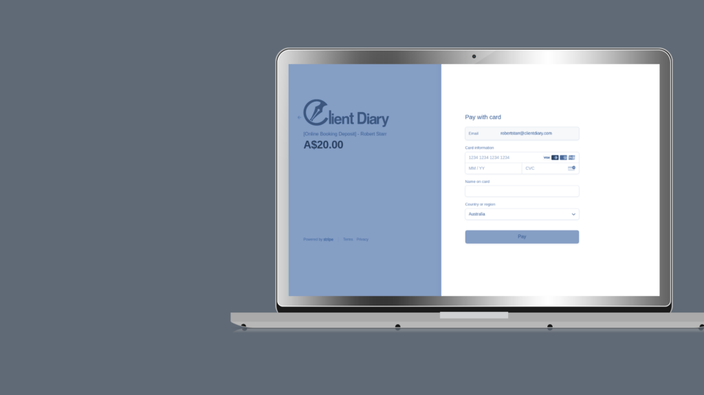 Online Booking & Payments – Client Diary