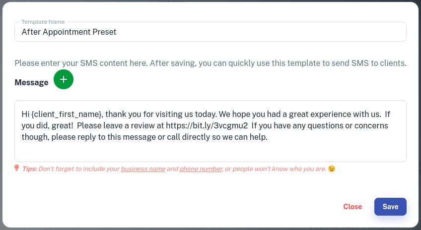 Messaging – Client Diary