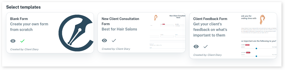 Form Management – Create & Edit – Client Diary