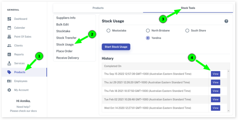 How To Do Stock Usage – Client Diary