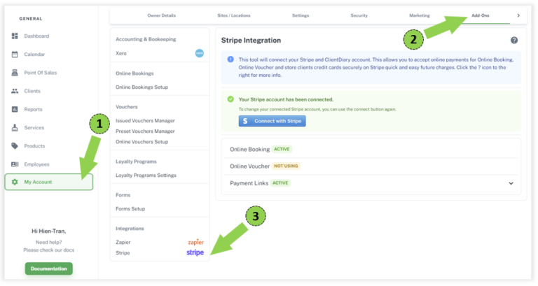 Payment Links – Setup – Client Diary