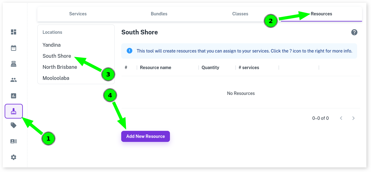 Service Resources – Setting up – Client Diary