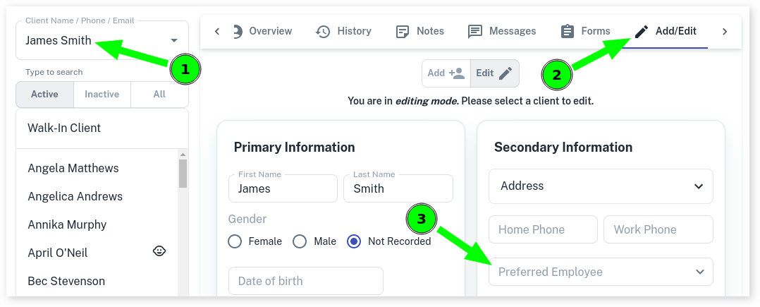 How To Apply The Preferred Employee Option To Clients – Client Diary