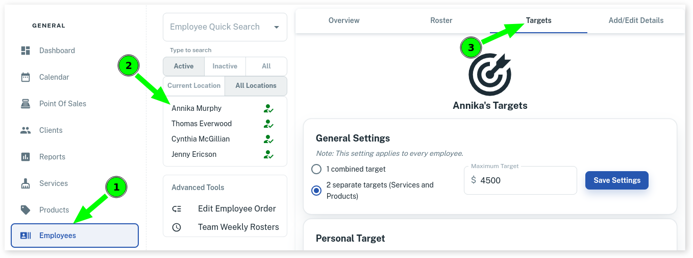 How to Setup Employee Targets – Client Diary