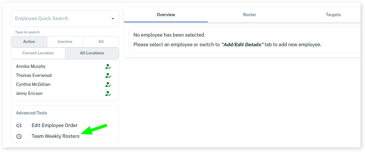How to Use the Team Weekly Roster – Client Diary